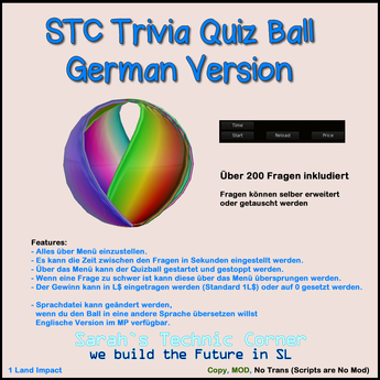 Second Life Marketplace - STC Quizball (Trivia Game) - German Version